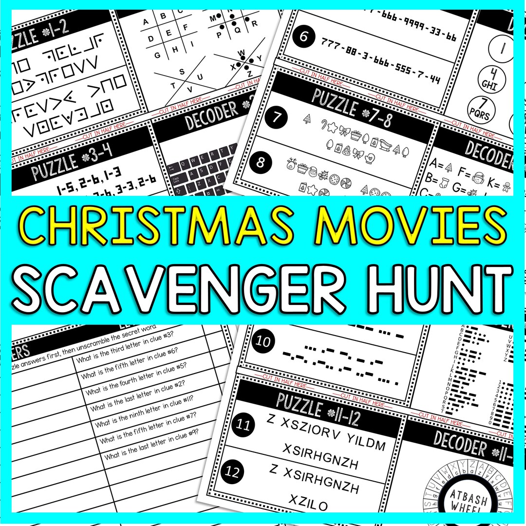 Christmas Movies Scavenger Hunt for Kids - Escape Room Puzzle Clue ...