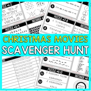 Christmas Movies Scavenger Hunt for Kids - Escape Room Puzzle Clue ...