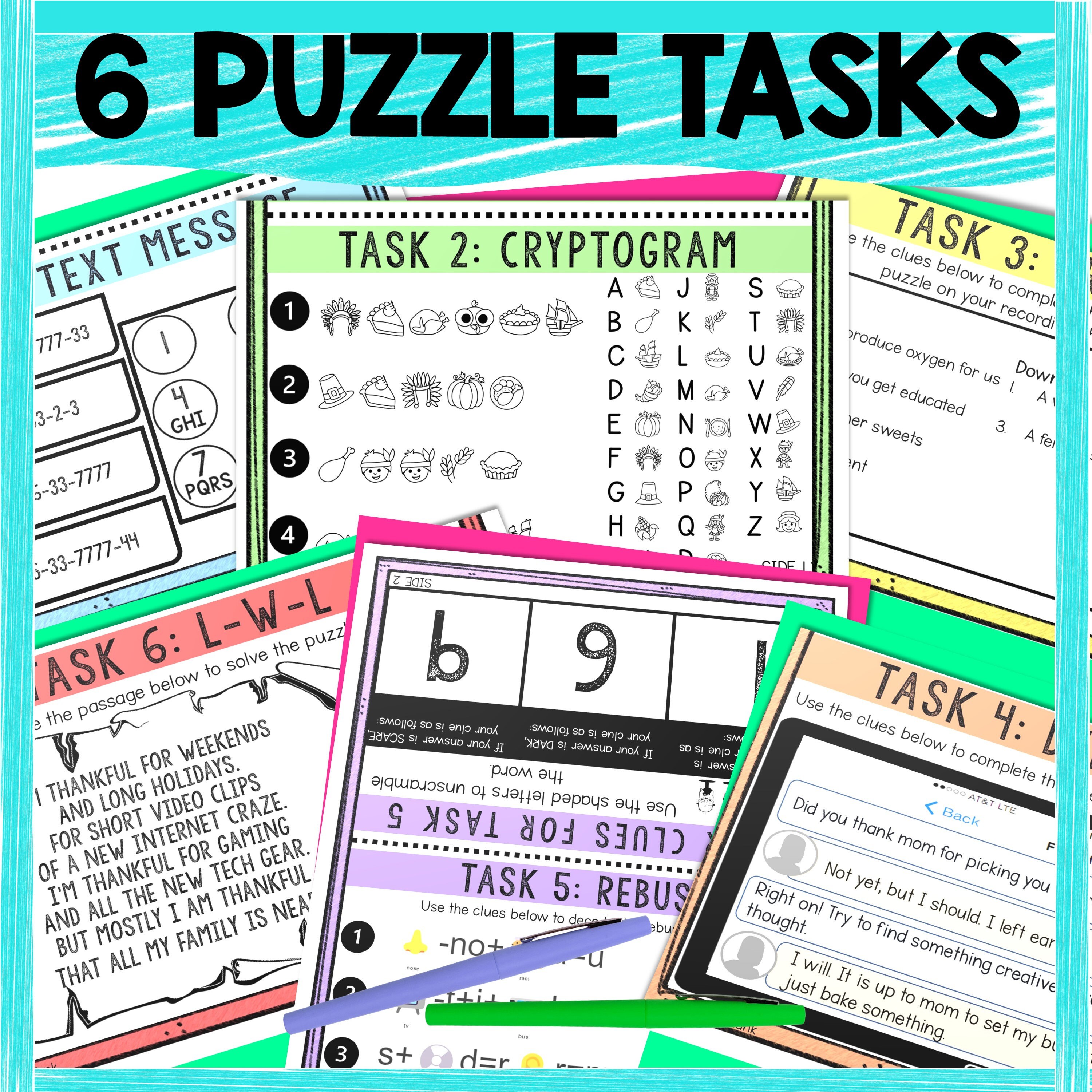 Giving Thanks Escape Room Code for Kids, Printable Party Game ...