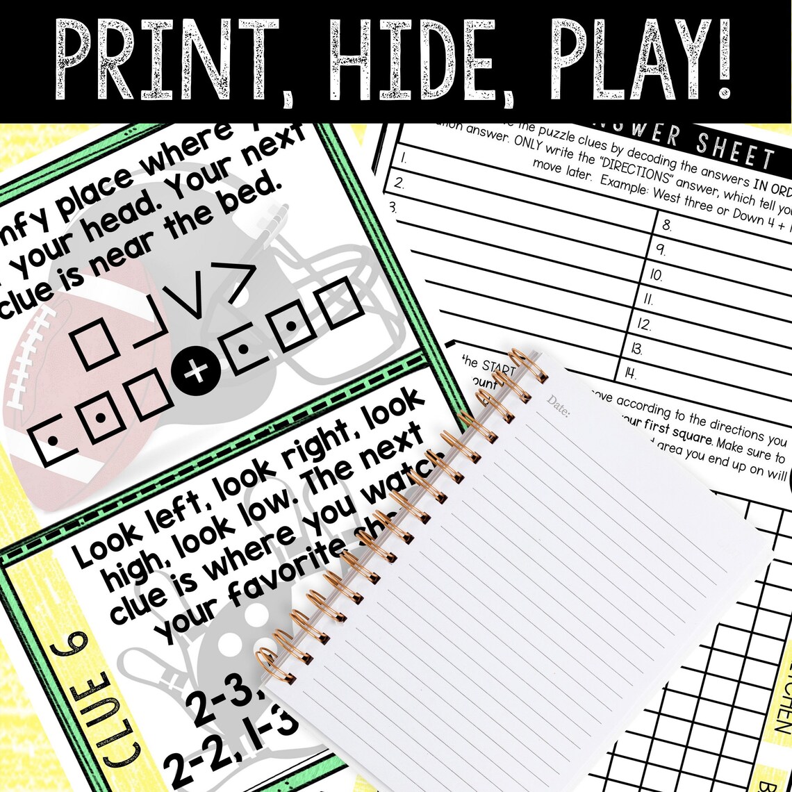 Sports Theme Treasure Hunt for Kids Printable Puzzle Game | Etsy