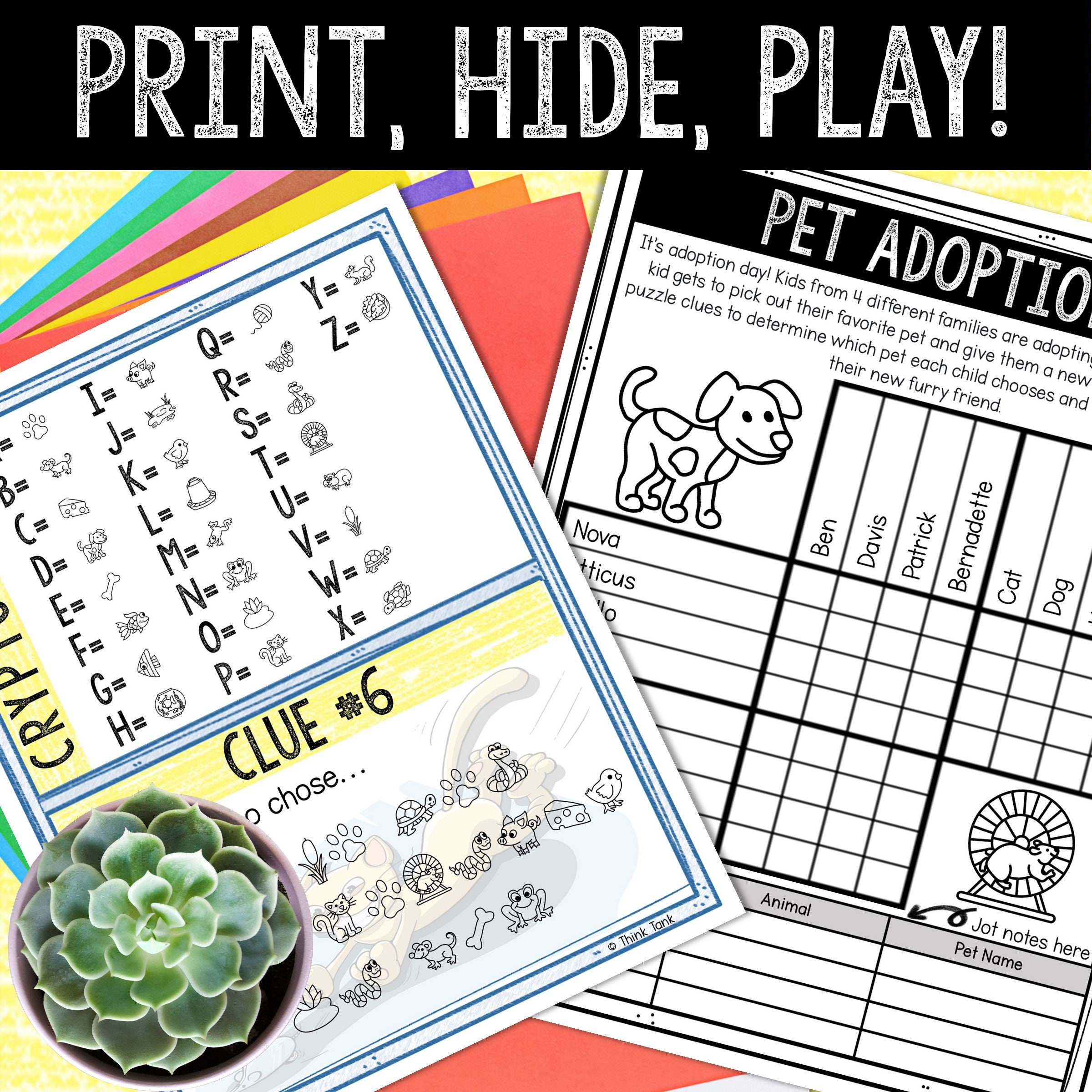 Logic Puzzle Scavenger Hunt Game for Kids - Party Game - Pet Names ...