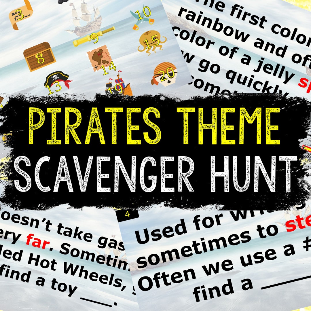 Pirates Theme Virtual Scavenger Hunt for Kids - Digital Party Game ...