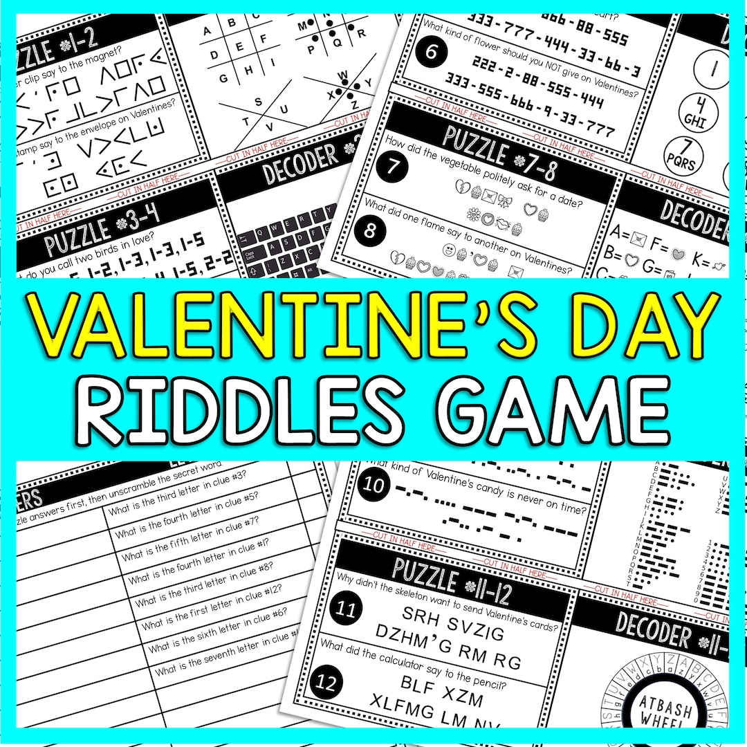 Valentine's Day Riddles Game - Scavenger Hunt for Kids - Escape Room ...