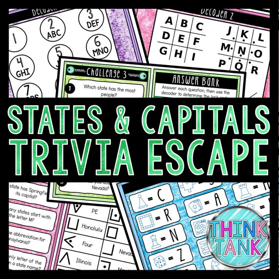 States & Capitals Trivia Game Escape Room for Kids | Etsy