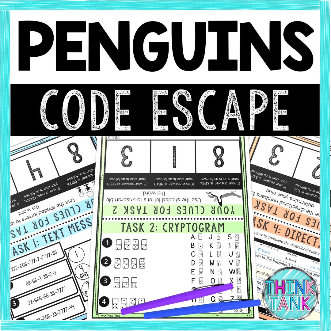 Penguins Escape Room Code for Kids - Printable Party Game – Birthday ...