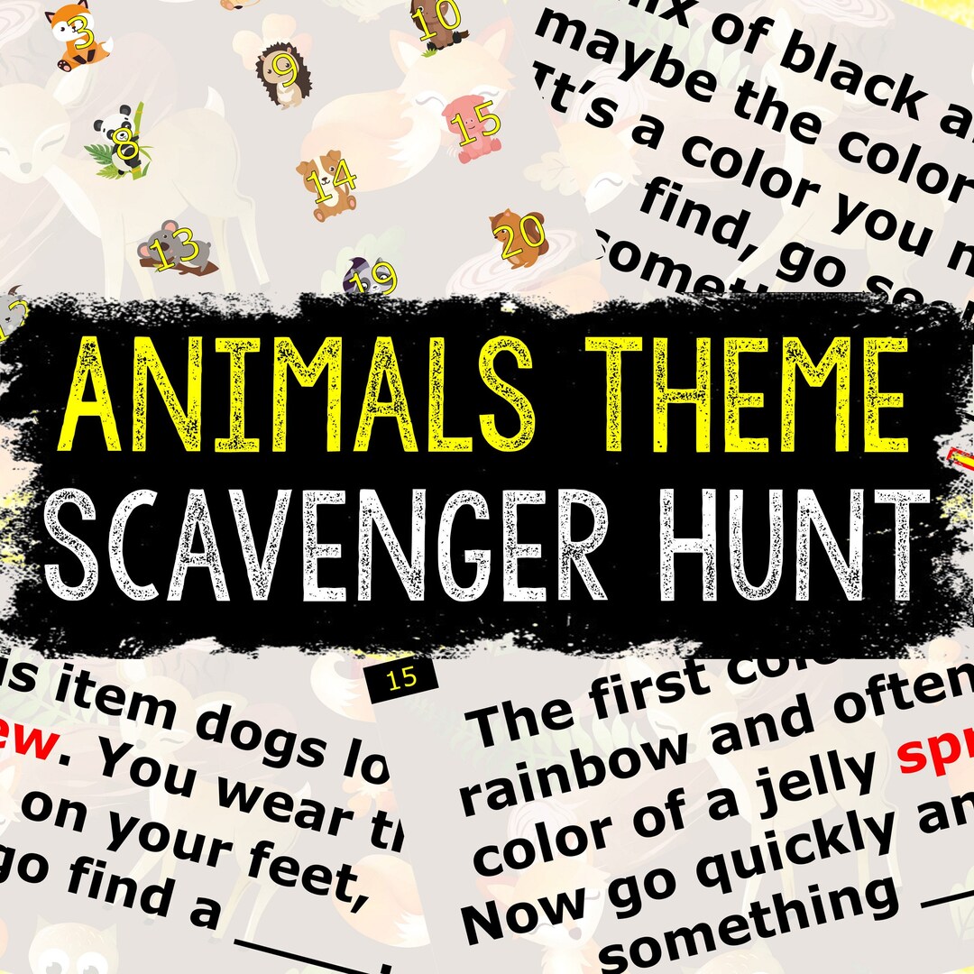 Animals Virtual Scavenger Hunt for Kids - Digital Party Game – at Home ...
