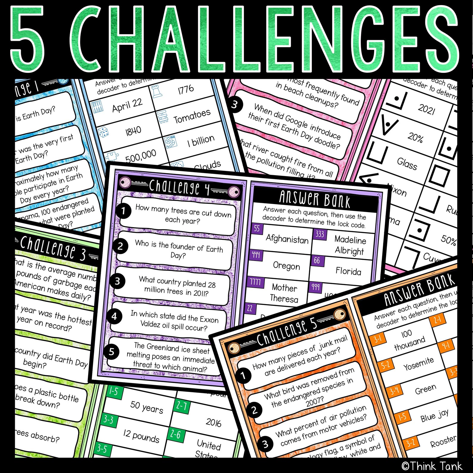 Earth Day Trivia Game Escape Room for Kids Printable Party - Etsy