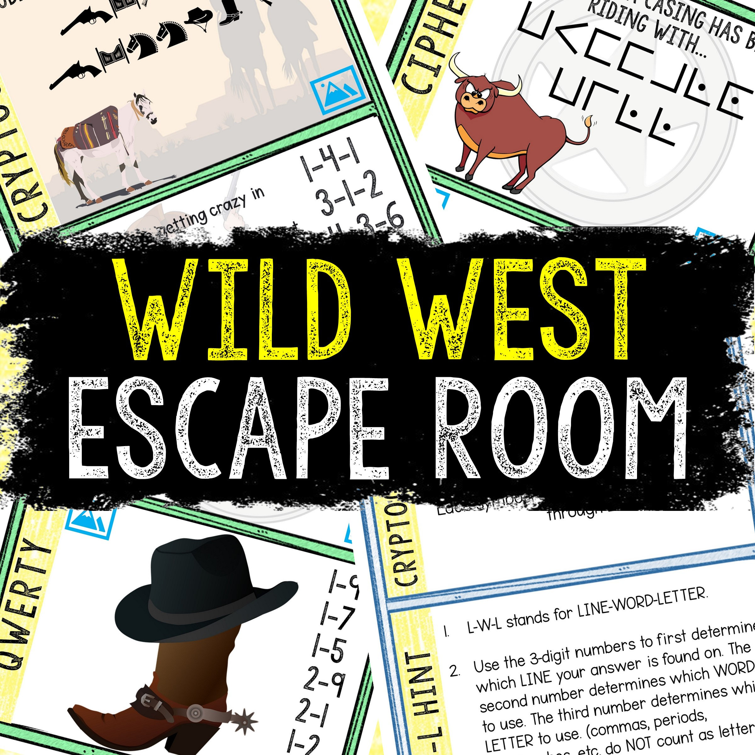 Escape Room for Kids Printable Party Game Wild West Escape - Etsy