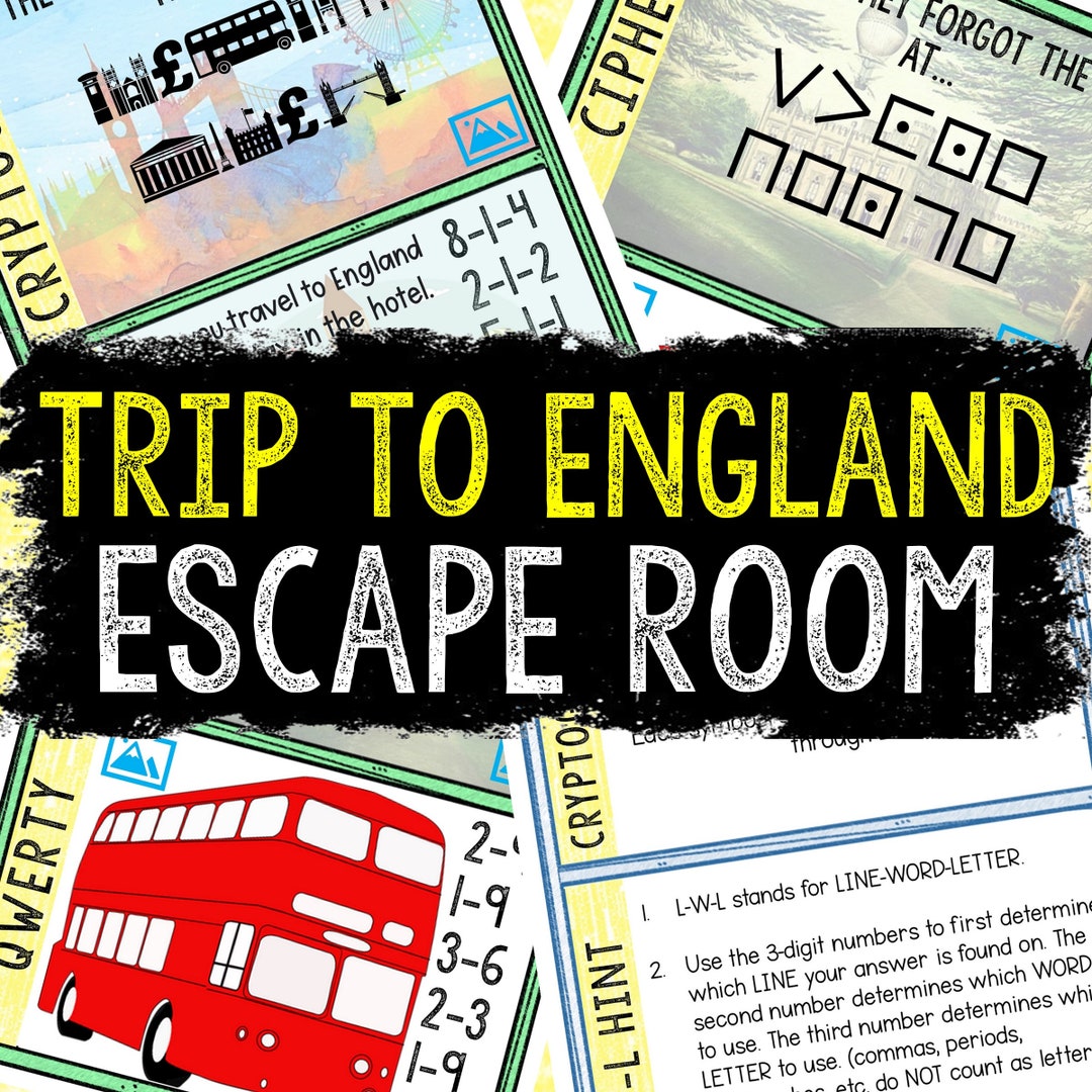 Escape Room for Kids - Printable Party Game – Trip to England Escape ...