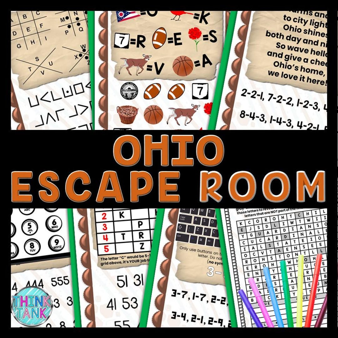Ohio Escape Room Word Search, Printable Party Game for Kids, Puzzles ...
