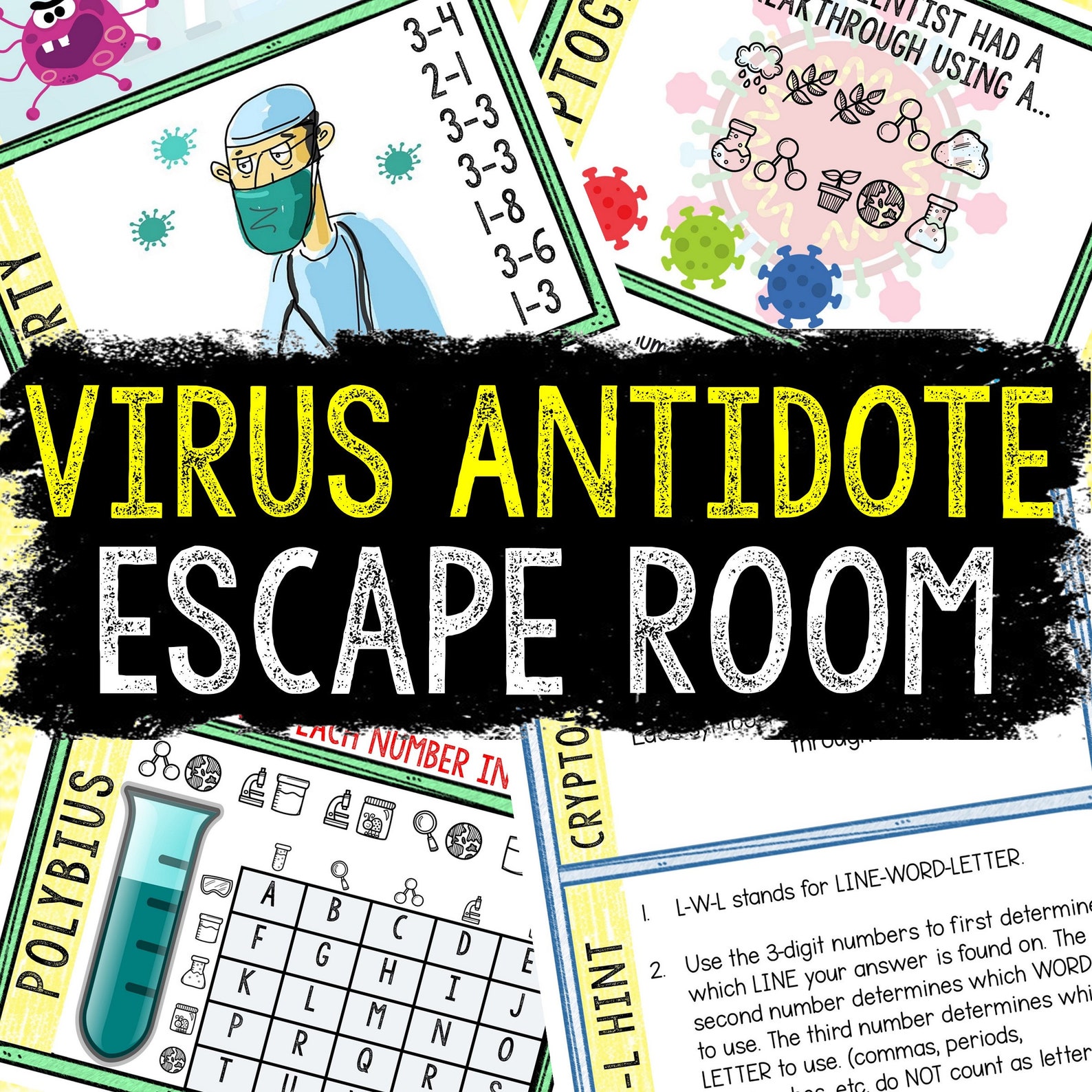 Escape Room for Kids Printable Party Game Virus Antidote - Etsy