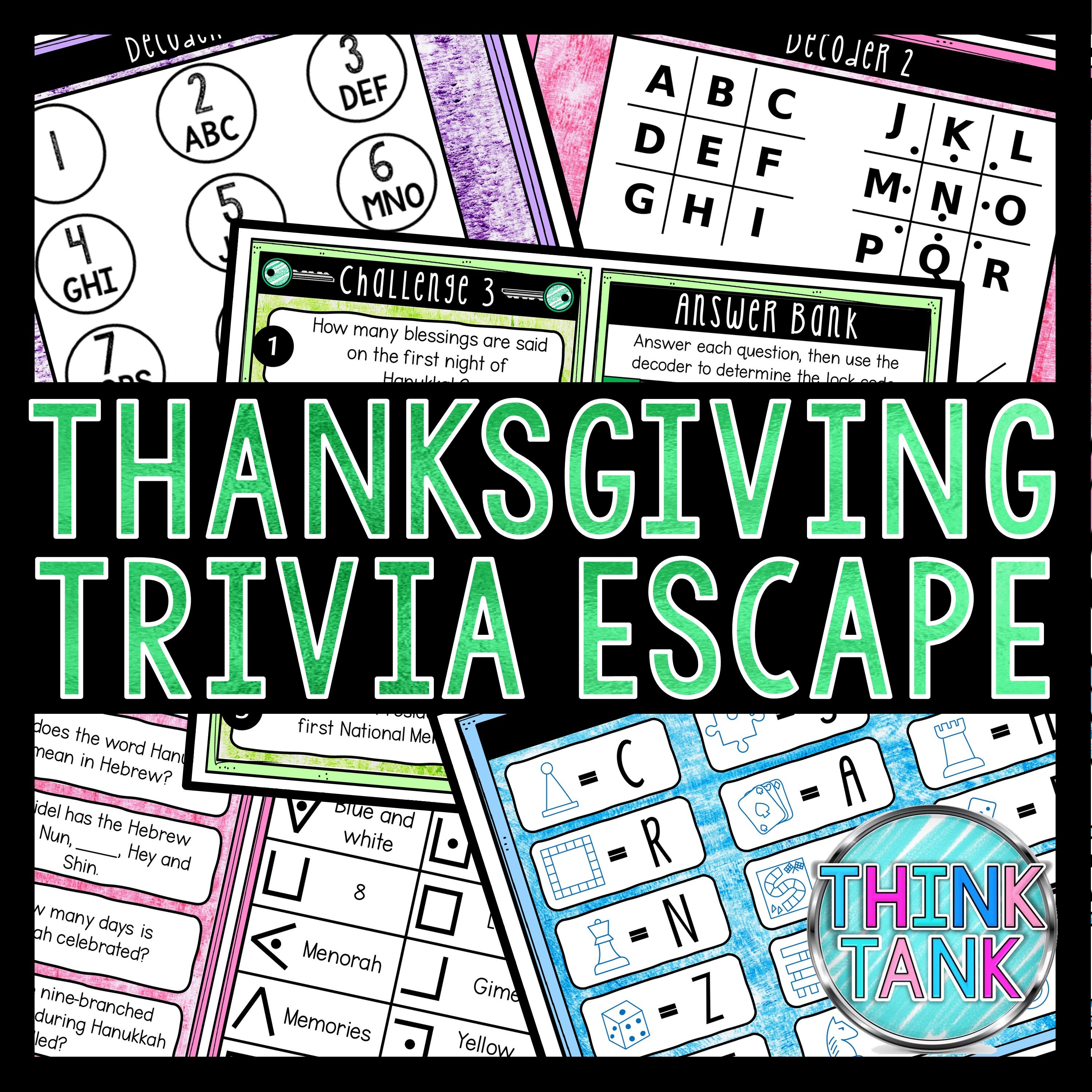 Thanksgiving Trivia Game Escape Room for Kids Printable - Etsy