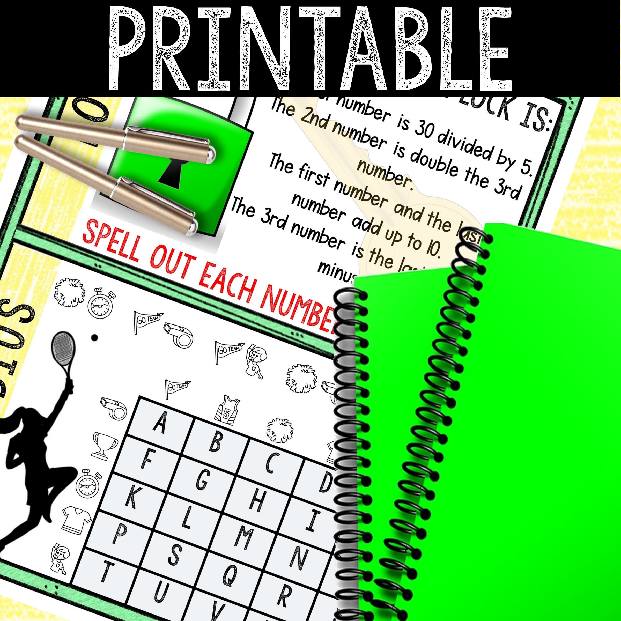 Escape Room for Kids DIY Printable Game Tennis Team Escape | Etsy