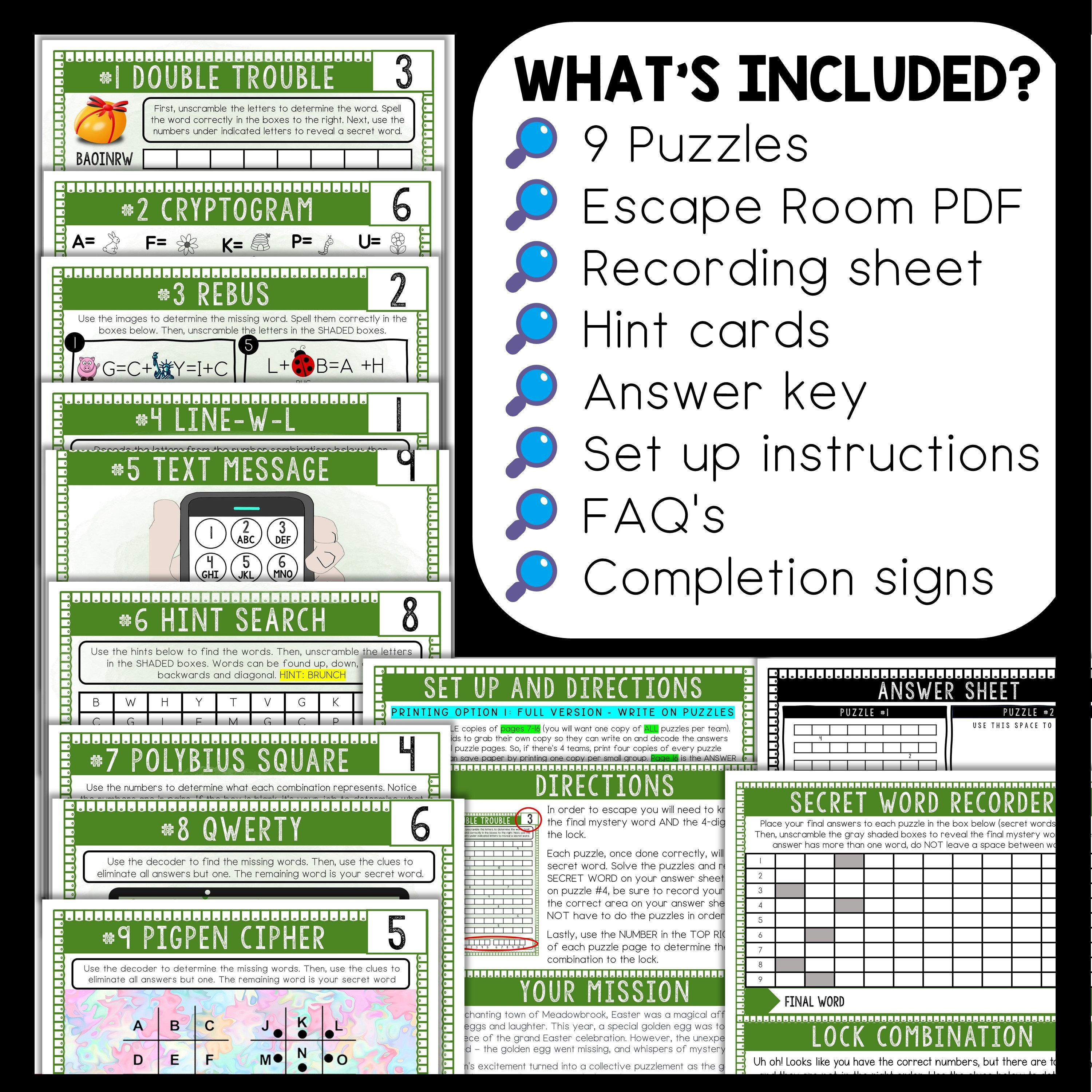 Easter Escape Room for Kids, Printable Party Game, Cipher Puzzles ...