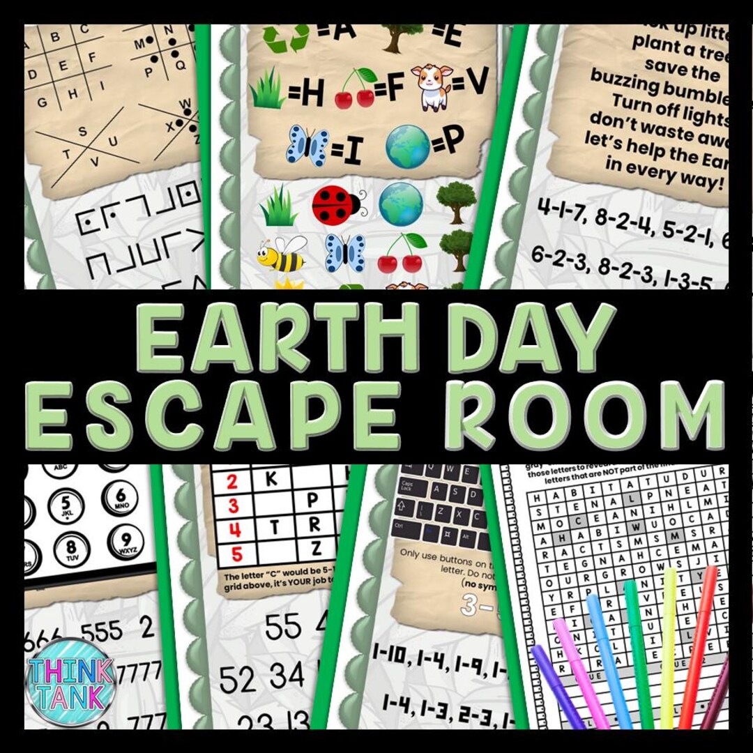 Earth Day Escape Room Word Search, Printable Party Game for Kids ...