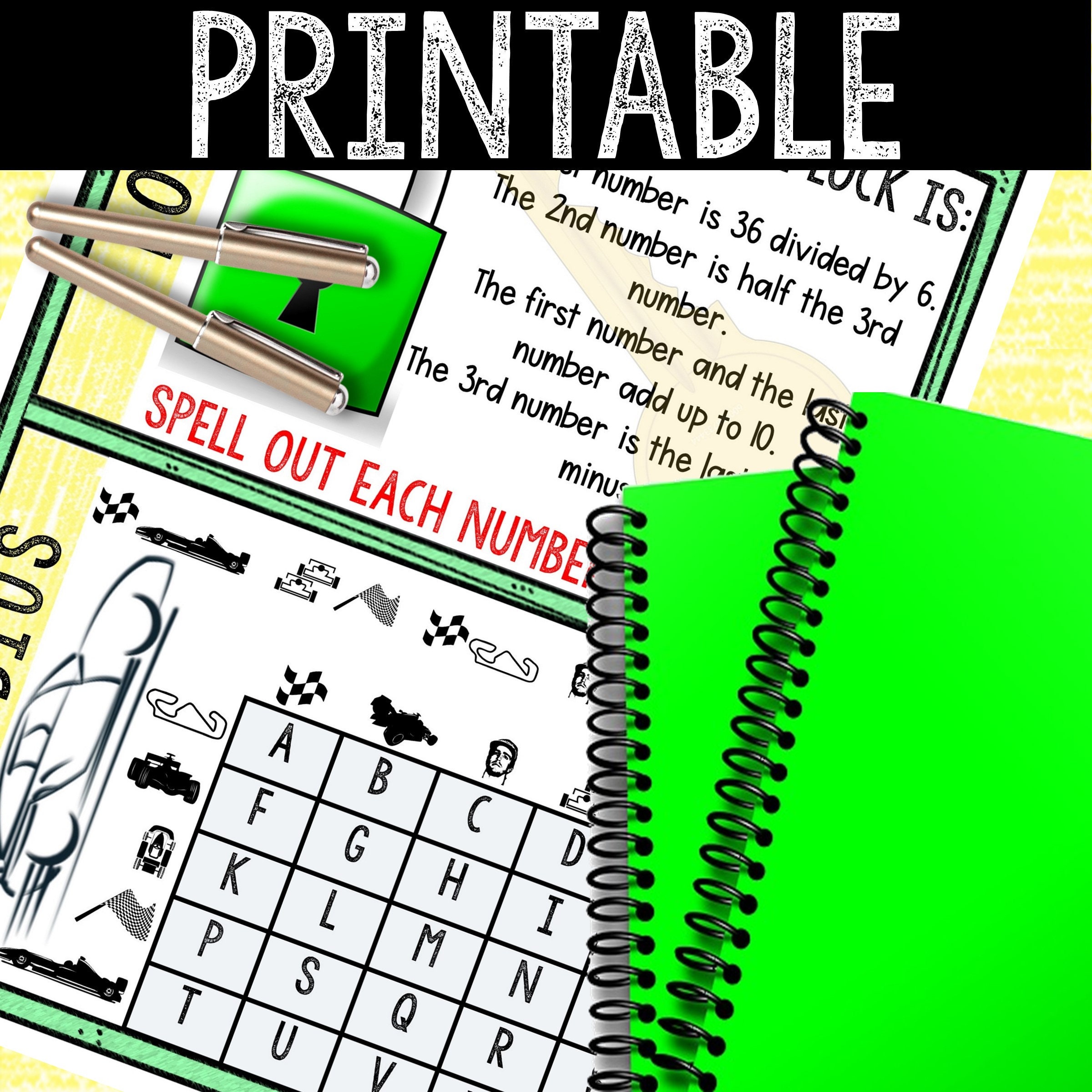 Escape Room for Kids Printable Party Game Race Cars Escape - Etsy