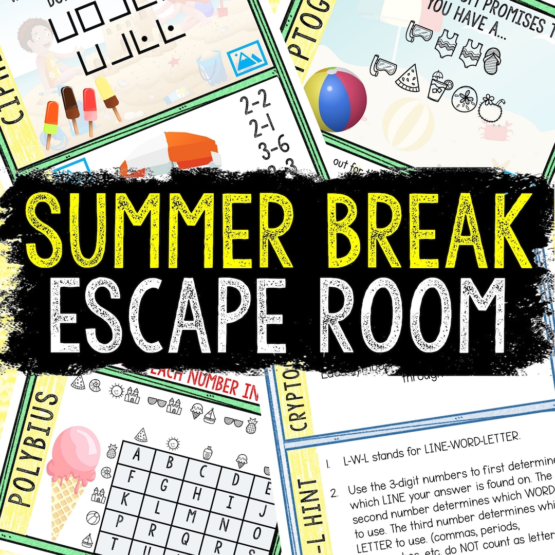 Escape Room for Kids - Printable Party Game – Summer Break Escape Room ...