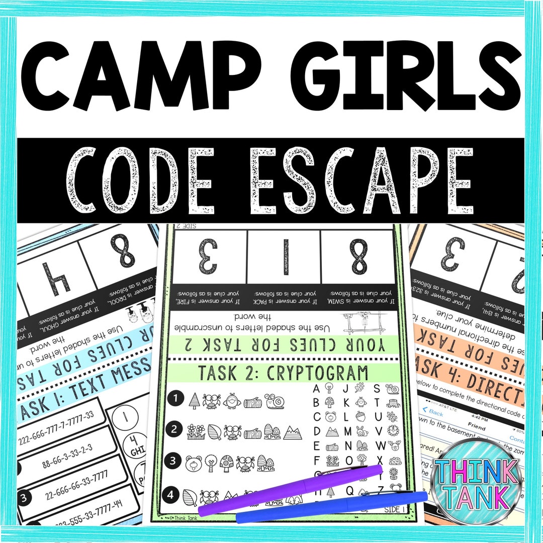 Camp Girls Escape Room Code for Kids - Printable Party Game – Birthday ...