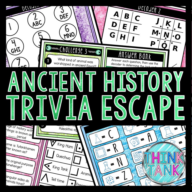 Ancient History Trivia Game Escape Room for Kids Printable | Etsy