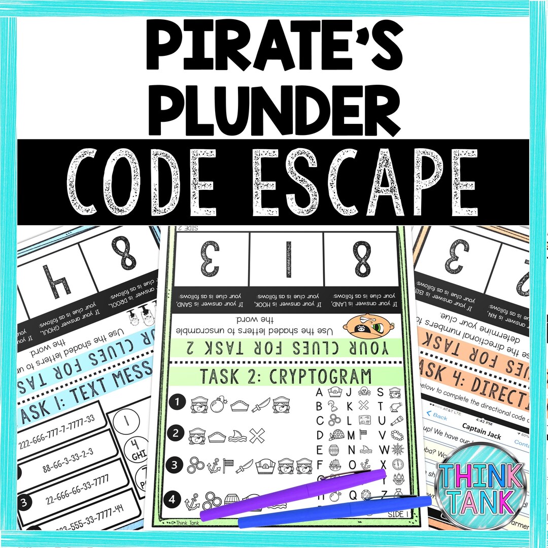 Pirate's Plunder Escape Room Code for Kids - Printable Party Game ...
