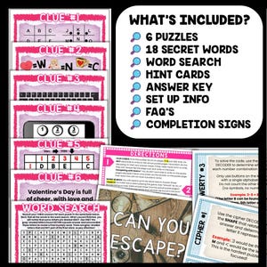 Valentine's Day Escape Room Word Search, Printable Party Game for Kids ...