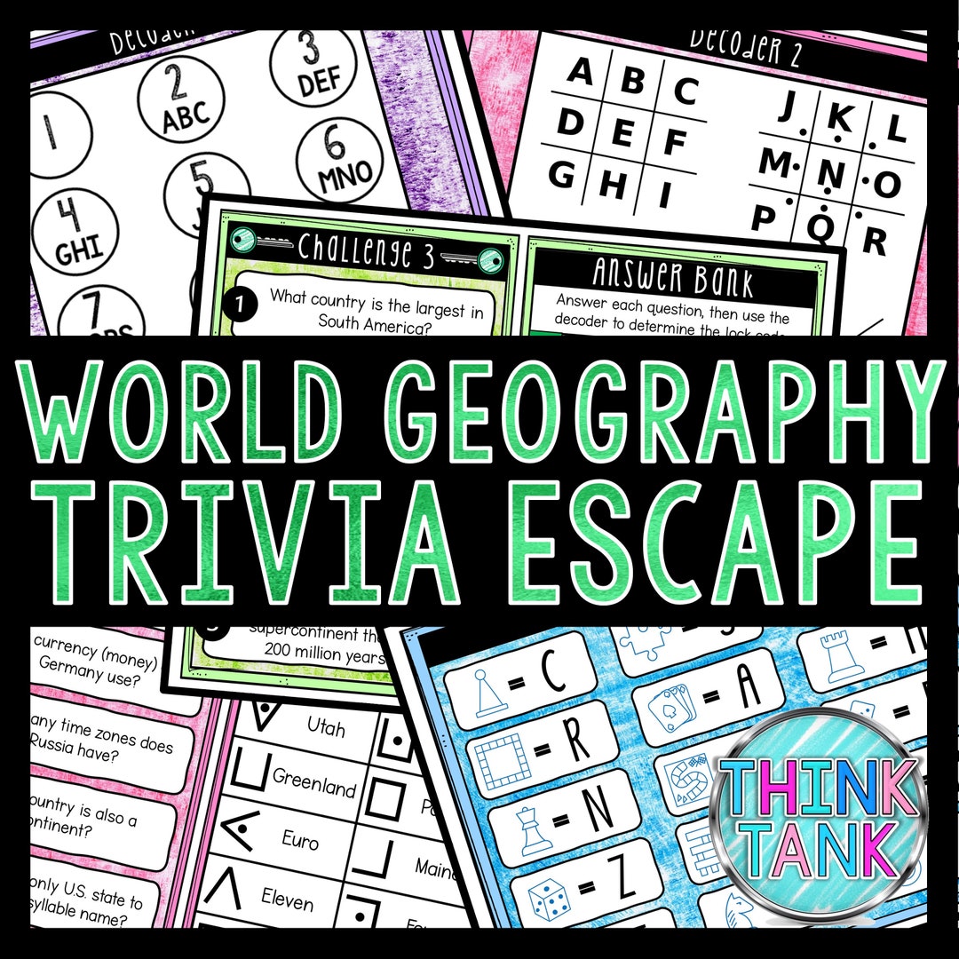 World Geography Trivia Game - Escape Room for Kids - Printable Party ...
