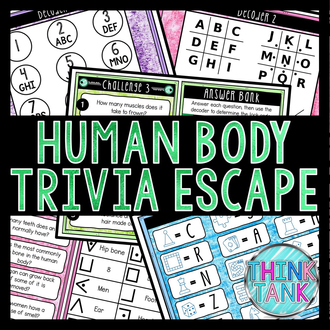 Human Body Trivia Escape Game, Escape Room for Kids, Printable Party ...