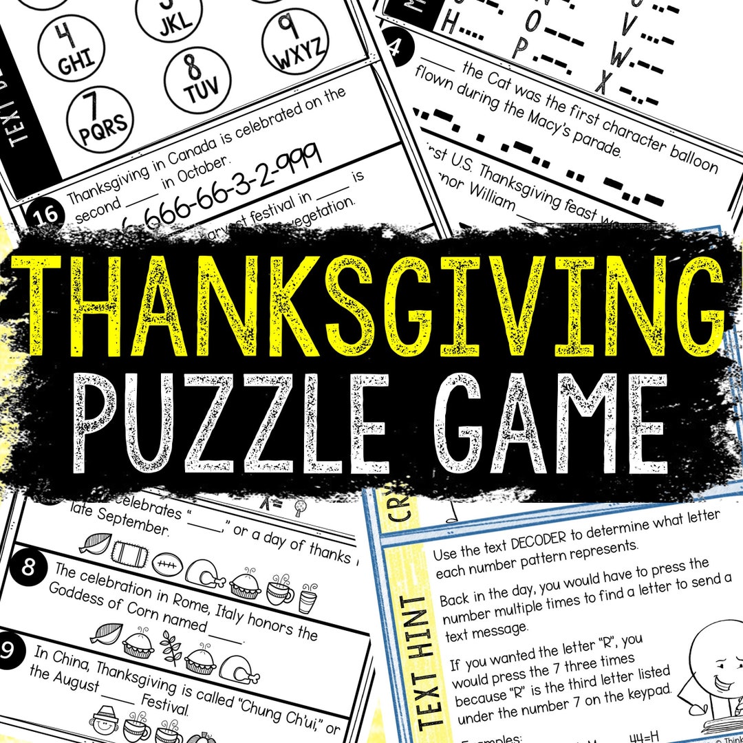 Thanksgiving Puzzles for Kids - Printable Party Game – Kids Puzzles ...