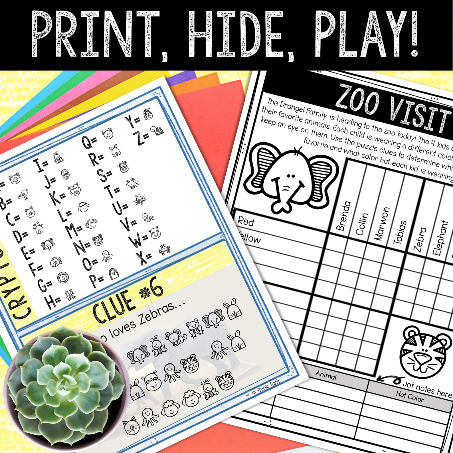 Logic Puzzle Scavenger Hunt Game for Kids Party Game Zoo - Etsy