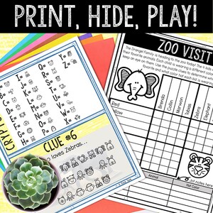 Logic Puzzle Scavenger Hunt Game for Kids - Party Game - Zoo Visit ...