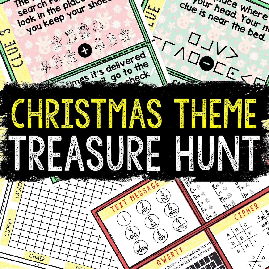 Christmas Theme Treasure Hunt for Kids Printable Puzzle Game | Etsy