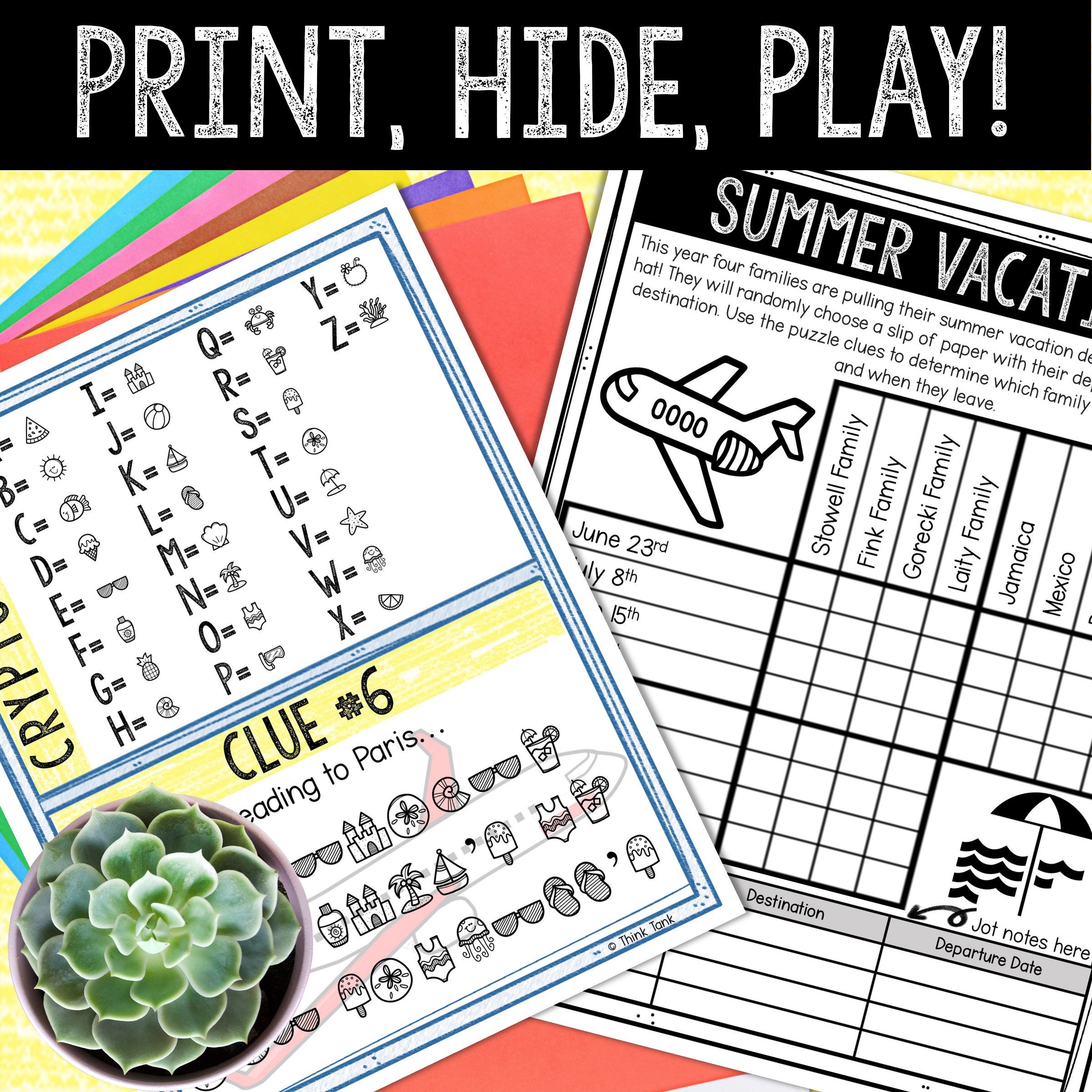Logic Puzzle Scavenger Hunt Game for Kids - Party Game - Summer ...