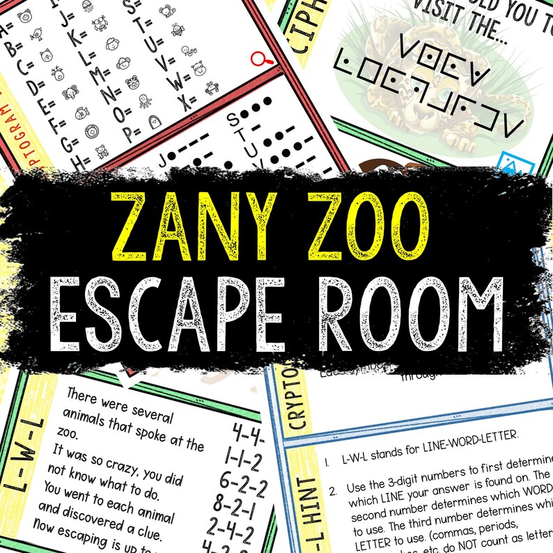 Escape Room for Kids DIY Printable Game Zany Zoo Escape - Etsy