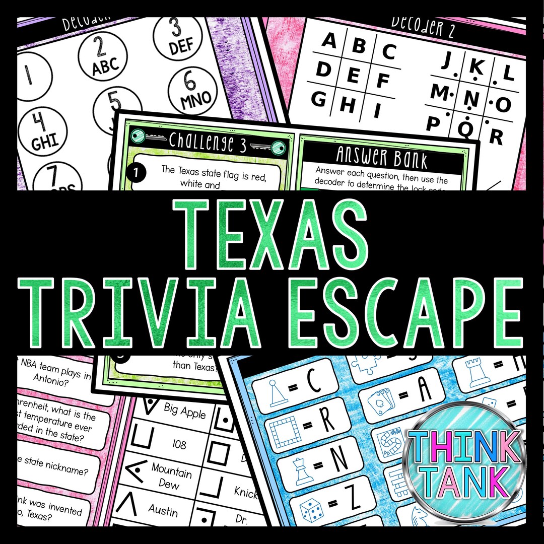 Texas Trivia Game, Escape Room for Kids, Printable Party Game, Birthday ...