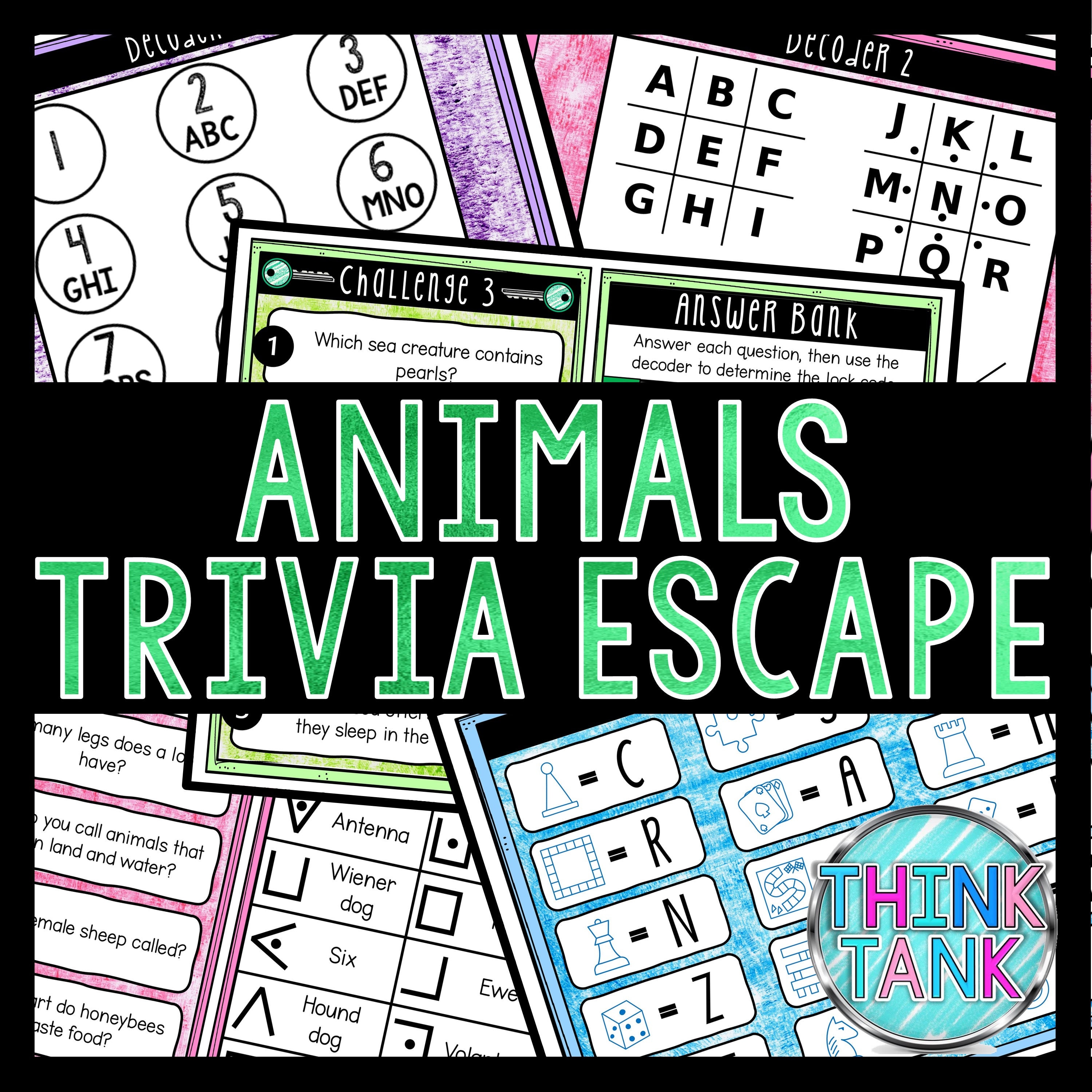 Animals Trivia Escape Game - Escape Room for Kids - Printable Party ...