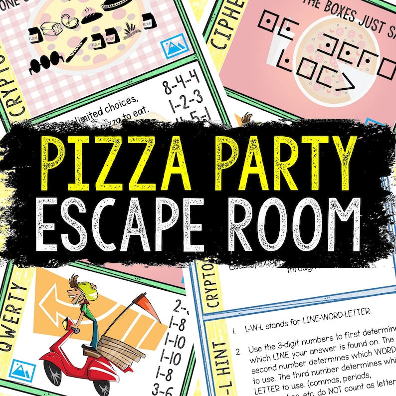 Escape Room for Kids DIY Printable Game Pizza Party Escape - Etsy