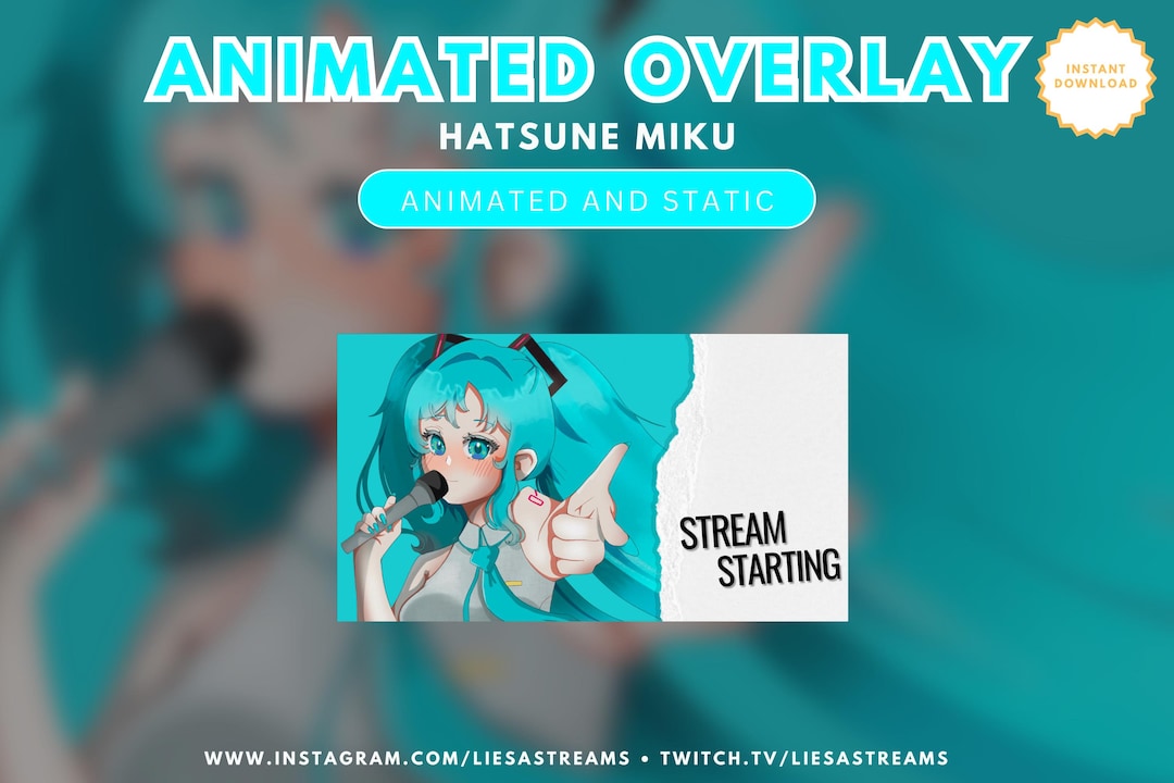 Hatsune Miku Animated Twitch Starting Overlay | Vtuber Stream Scene ...