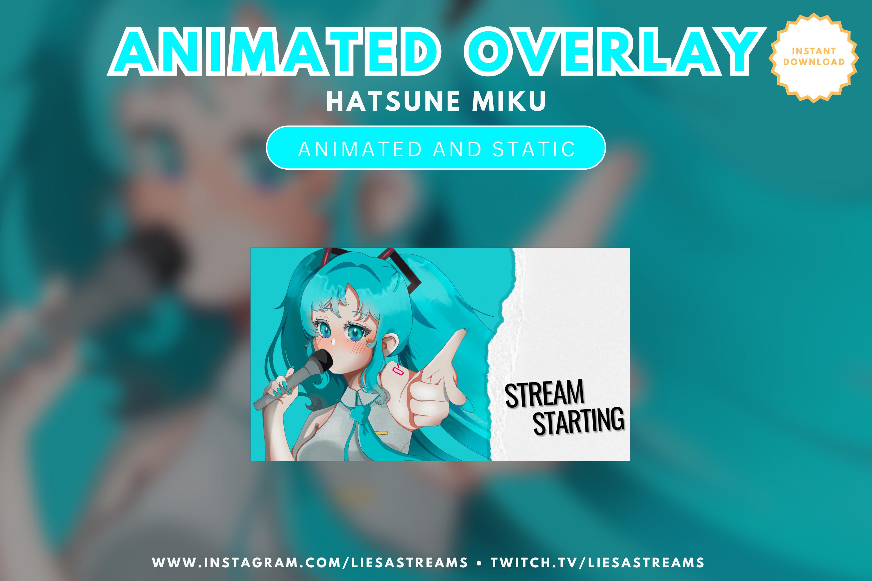 Hatsune Miku Twitch Overlay Animated + Static | Starting Scene | Vtuber ...