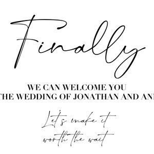 Finally Wedding Welcome Sign , Delayed, Married ,welcome Sign, We ...
