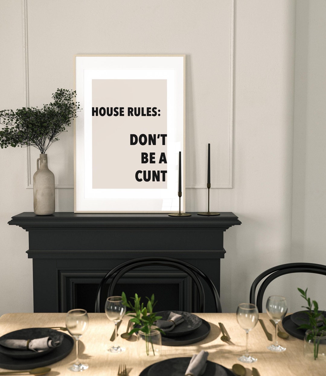House Rules 'don't Be A C*nt,funny Wall Art Sweary Rude Prints, Home ...