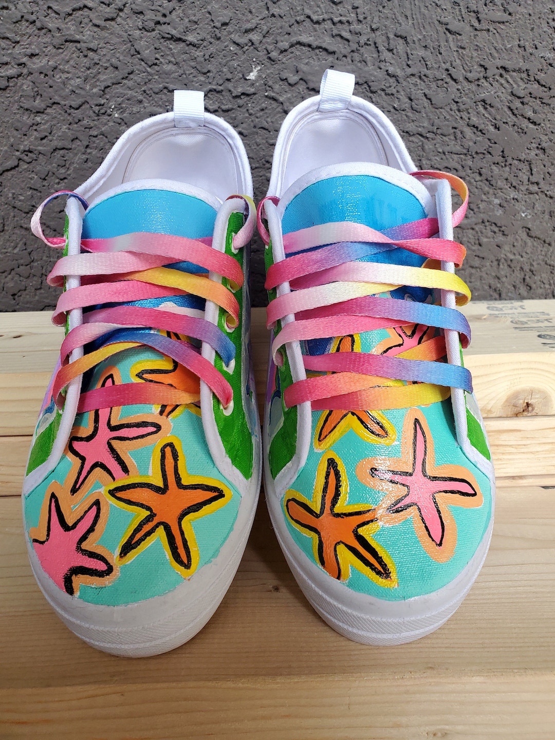 OOAK Psychedelic Painted Canvas Shoes - Etsy