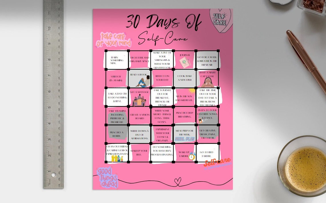30 Day Self-care Challenge/ 3 Color Variations and Designs. Instant ...