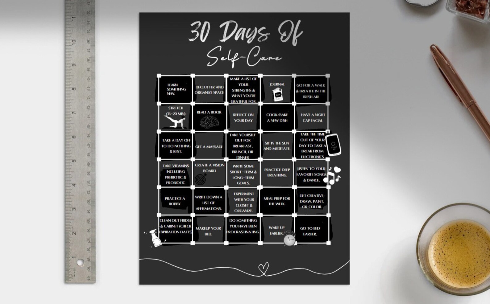 30 Day Self-care Challenge/ 3 Color Variations and Designs. Instant ...