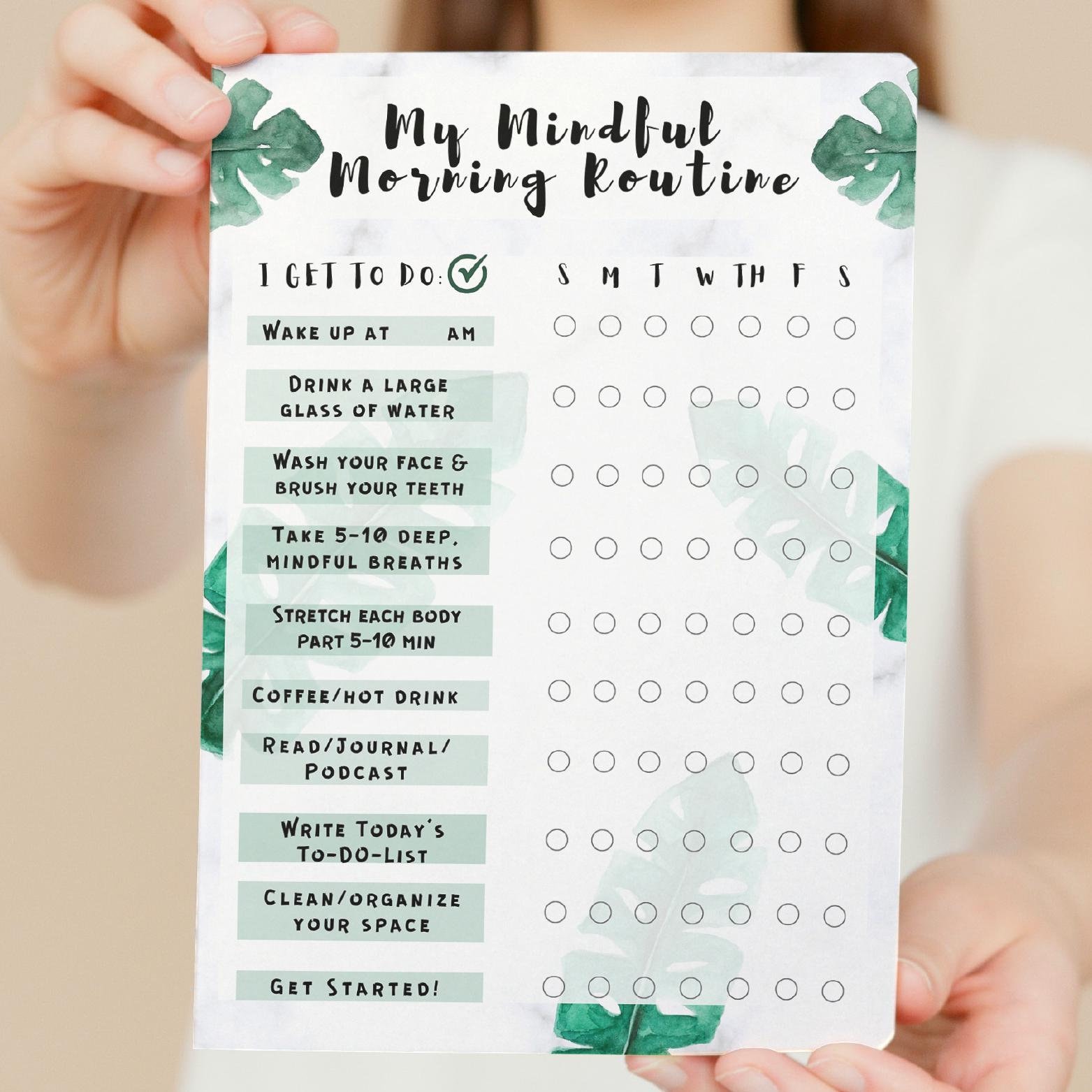 Mindful Morning Routine Checklist for Adults - Self Care - Etsy