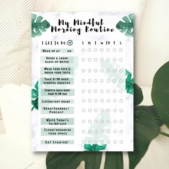Mindful Morning Routine Checklist for Adults Self Care - Etsy