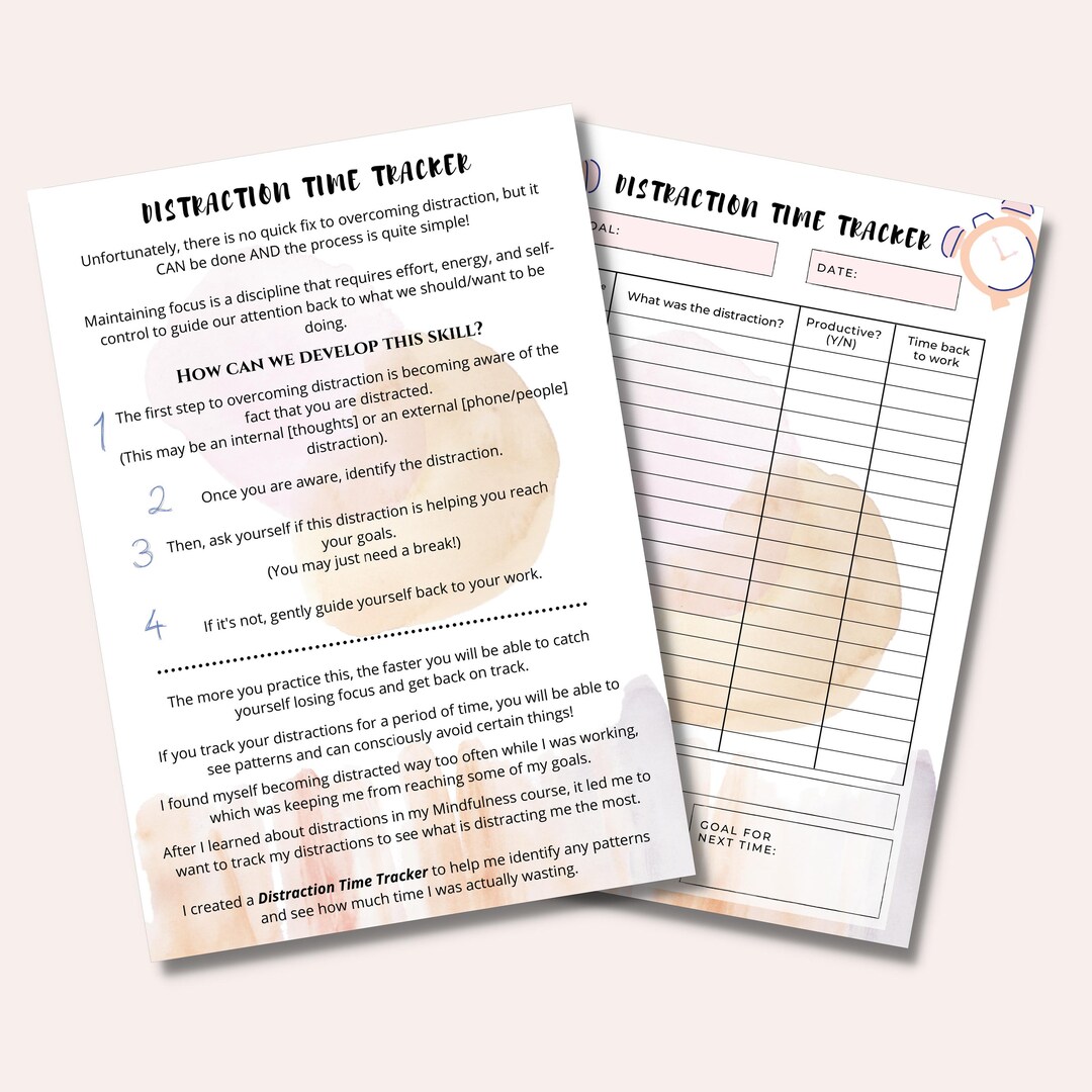 Distraction Time Tracker + Info Page (how to Maintain Focus) (how to ...