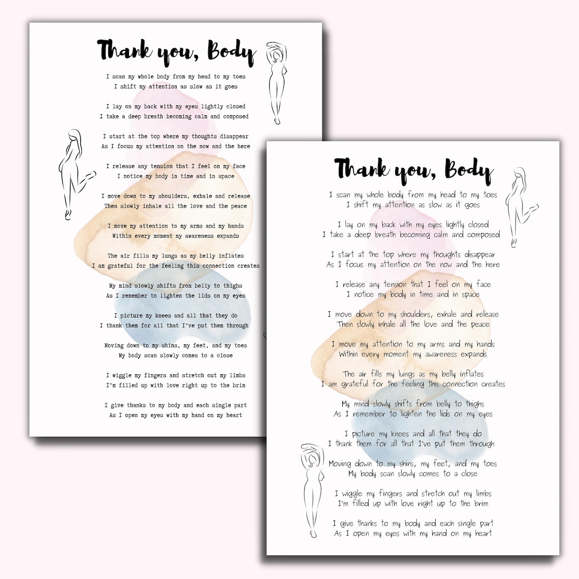 Body Scan Meditation Poem (thank You, Body) [2 Designs per Purchase] - Etsy