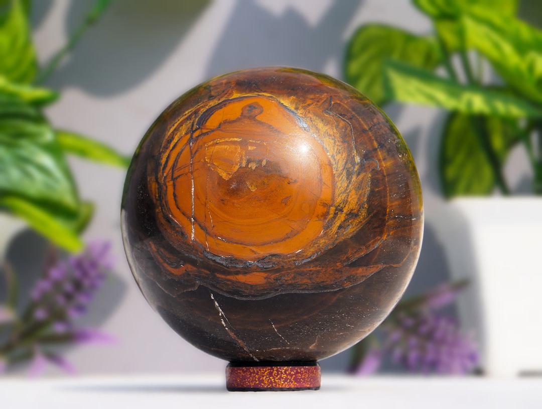 TIGER EYE SPHERE Beautiful Large 80MM Natural Tiger Eye Sphere Stone ...