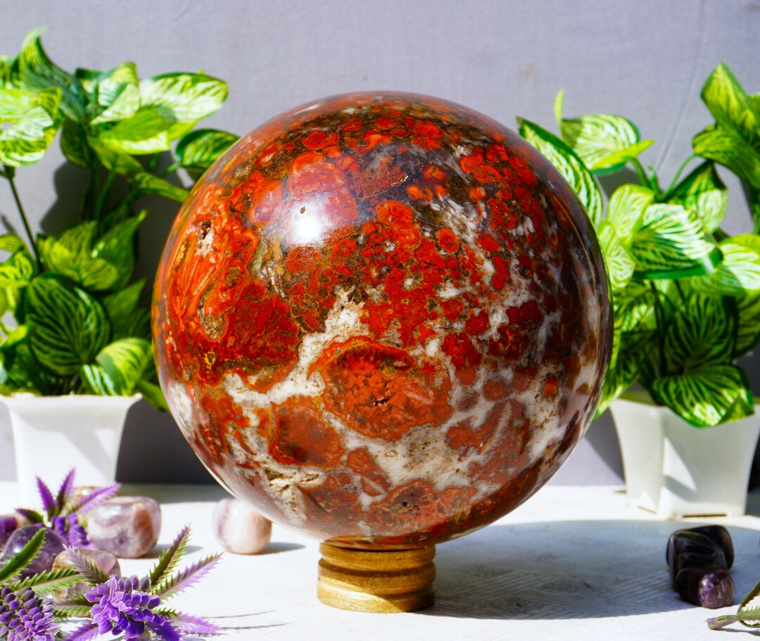 Druzy Red King Cobra Skin Jasper Sphere Beautiful | Large ~ 170MM ...