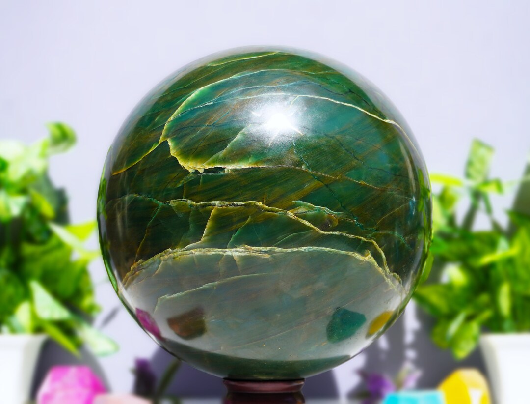 GREEEN JADE SPHERE Beautiful- Green | Large ~ 210MM | Stone Minerals ...